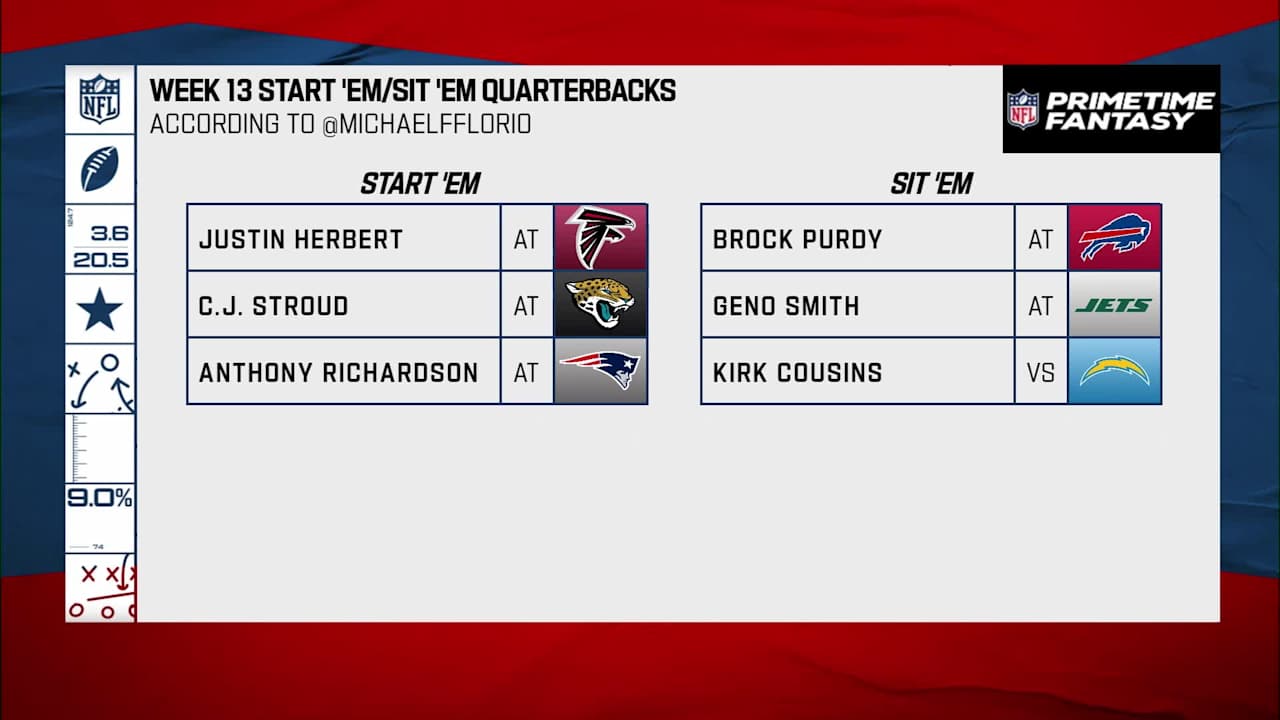 Fantasy Players To Start & Sit For Week 13 | NFL Primetime Fantasy