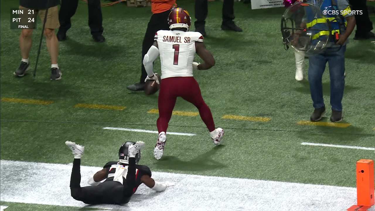Washington Commanders wide receiver Deebo Samuel Sr. taps the toes to ...