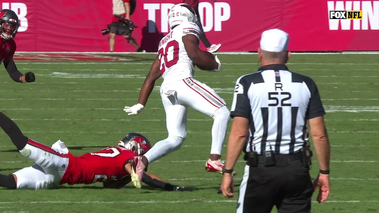 Arizona Cardinals running back Zonovan 'Bam' Knight uses stiff arm to ...