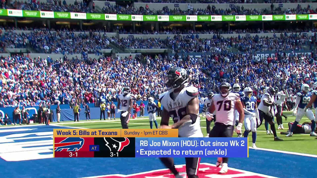 NFL Network Insider Ian Rapoport: Houston Texans restored with running back Joe Mixon back for ...