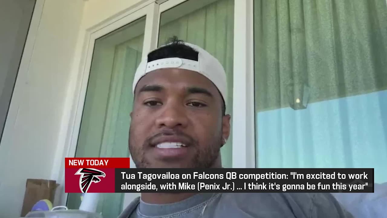 Atlanta Falcons quarterback Tua Tagovailoa addresses media after ...