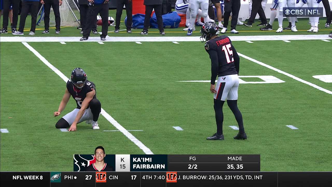 Houston Texans kicker Ka'imi Fairbairn's 34-yard field goal boosts the ...