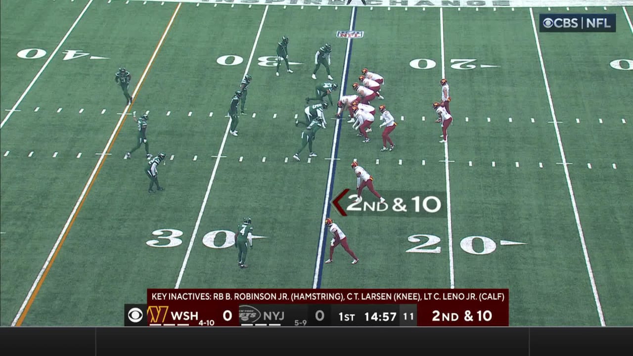 New York Jets safety Tony Adams locates deflected pass for Jets INT