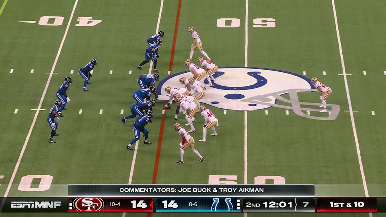 San Francisco 49ers running back Christian McCaffery hits a stutter ...