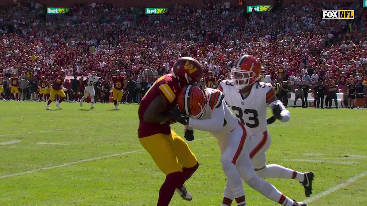Washington Commanders wide receiver Terry McLaurin absorbs hit-stick ...