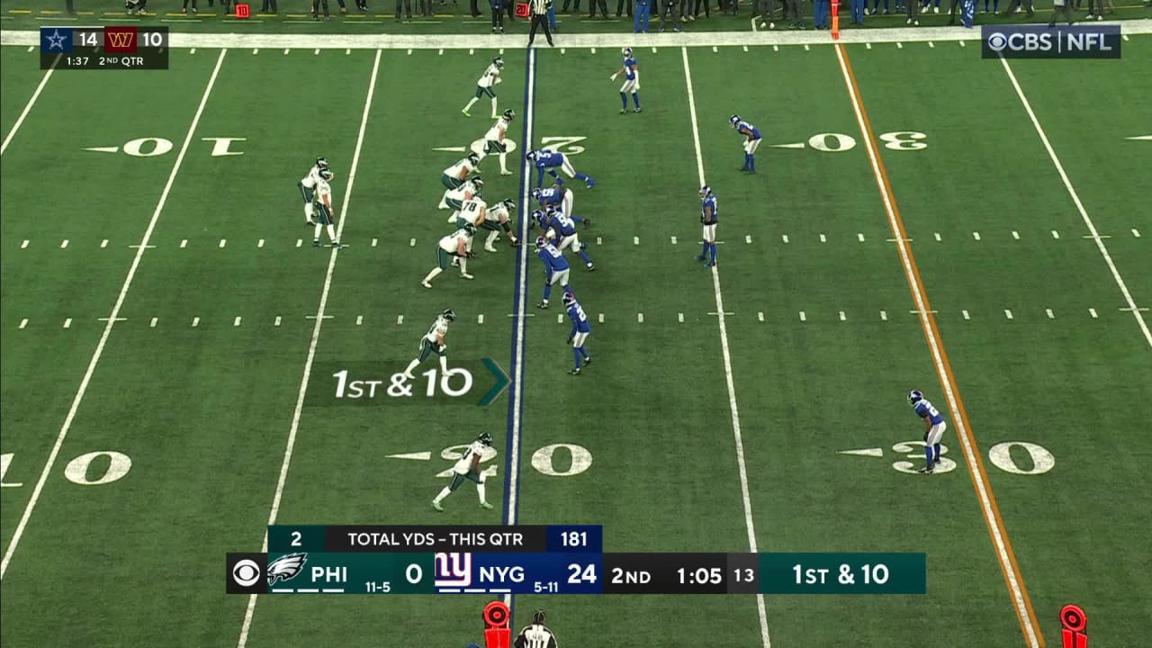 Philadelphia Eagles quarterback Marcus Mariota enters game for Jalen Hurts, promptly throws pick ...