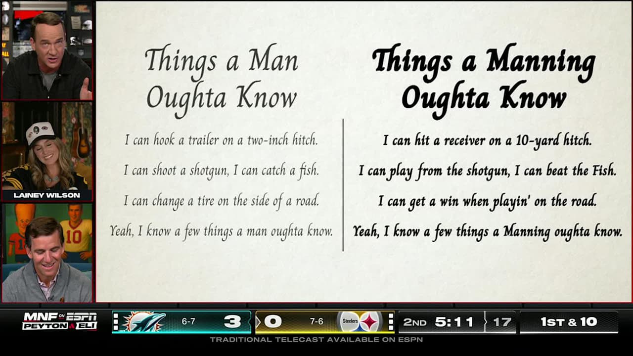 Peyton pitches his new song 'Things a Manning Oughta Know' to country ...