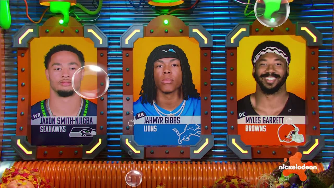 Sandy Cheeks announces Cleveland Browns defensive end Myles Garrett as ...