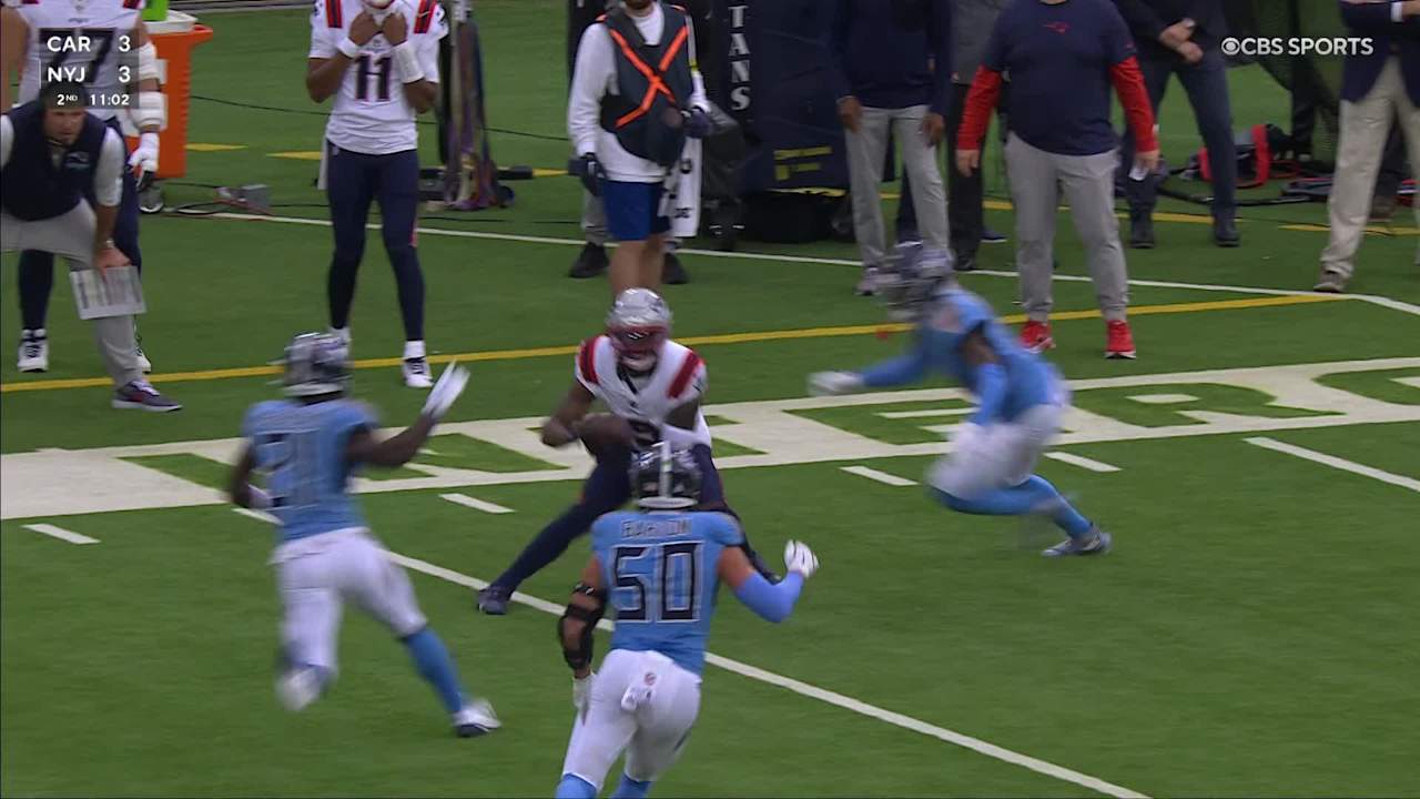 New England Patriots quarterback Drake Maye's sideline pass finds wide ...