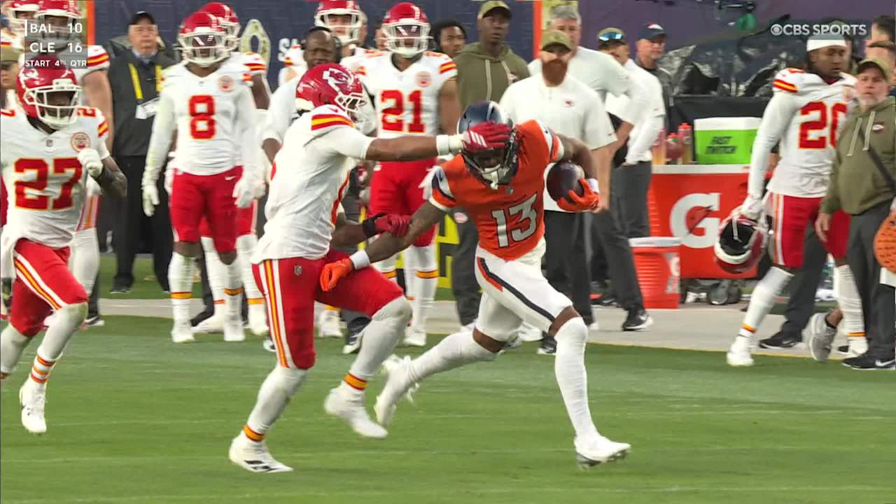 Denver Broncos quarterback Bo Nix goes downtown to wide receiver Pat ...