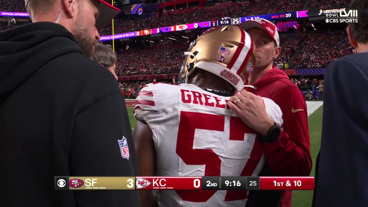 San Francisco 49ers linebacker suffers an apparent leg injury while ...