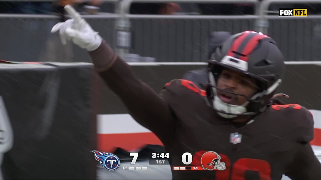 Cleveland Browns linebacker Devin Bush's interception of Cam Ward's ...
