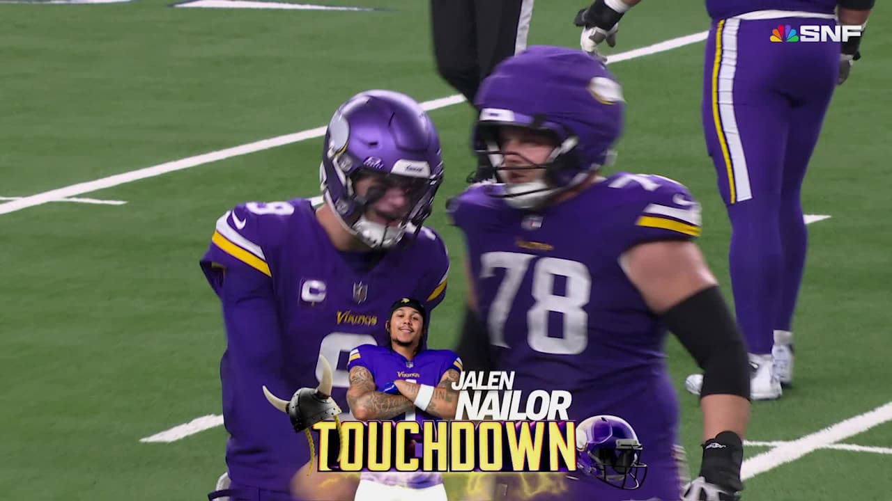 Minnesota Vikings quarterback J.J. McCarthy-wide receiver Jalen Nailor touchdown connection ...