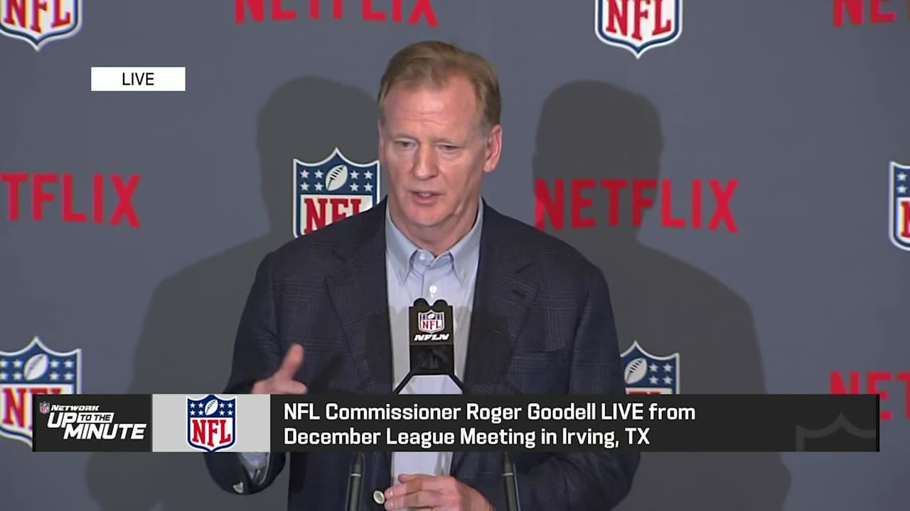 Commissioner Roger Goodell talks to press following December league meeting