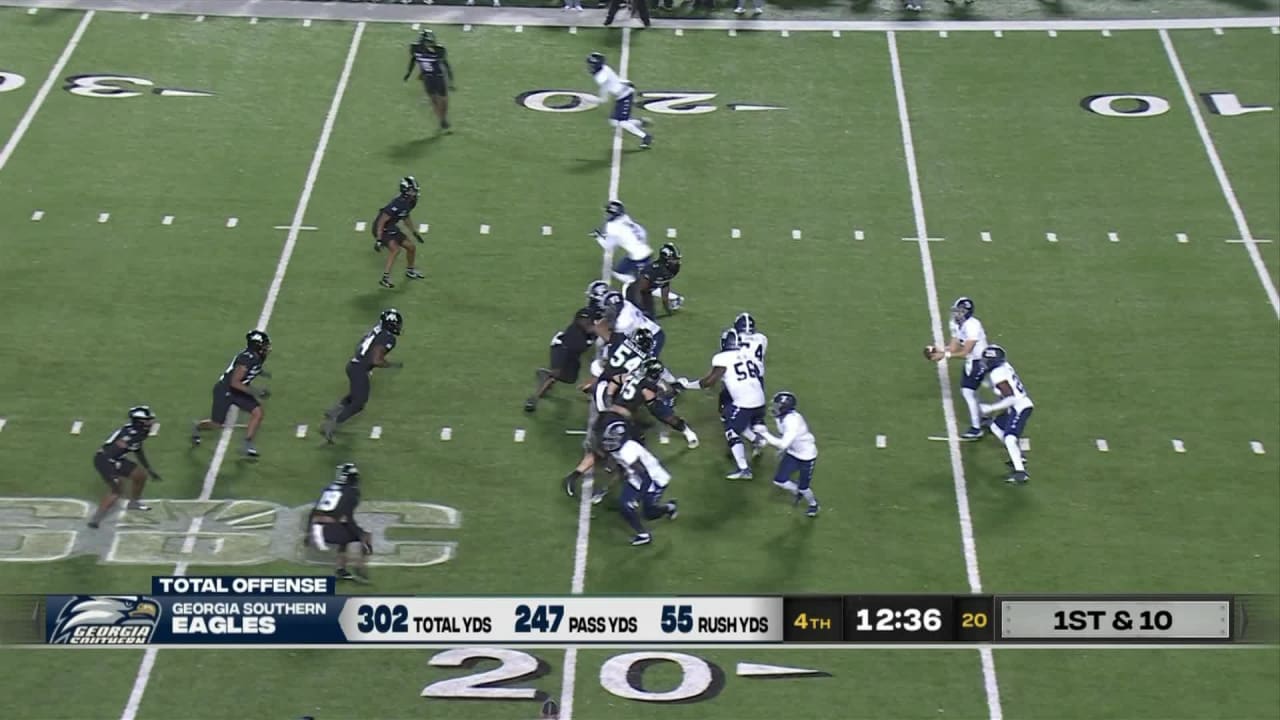 Marshall Thundering Herd defensive end Owen Porter explodes through ...