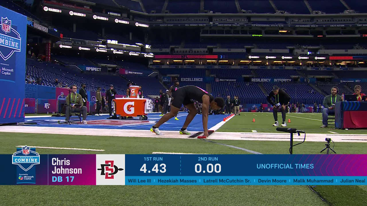 Cornerback Chris Johnson runs official 4.40-second 40-yard dash at 2026 ...