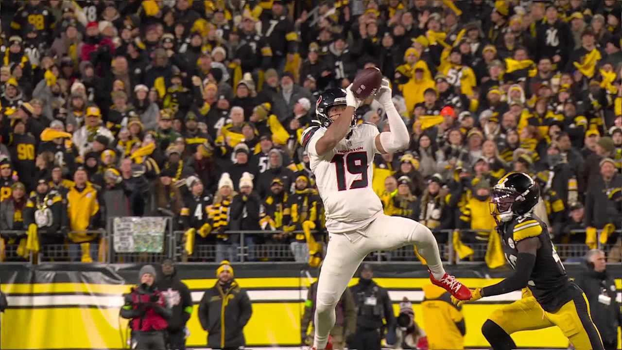 Houston Texans wide receiver Xavier Hutchinson leaps to snag 16-yard ...