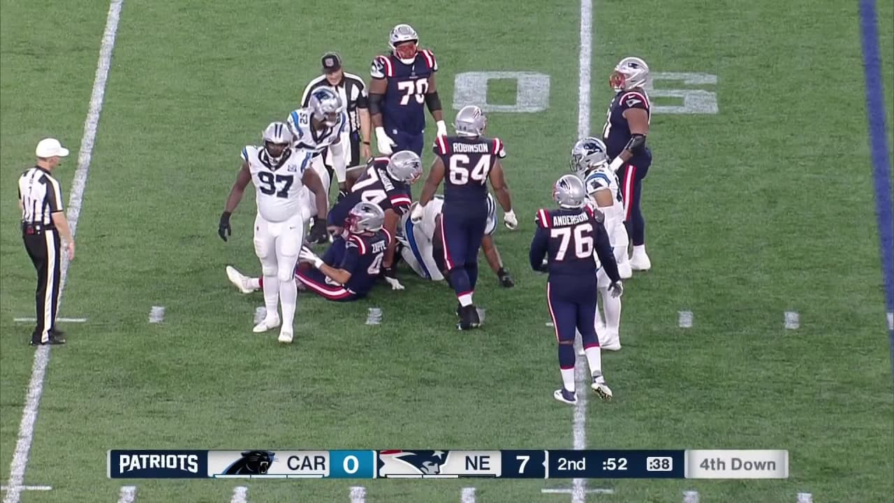 Carolina Panthers defensive tackle T.J. Smith stops Patriots ...