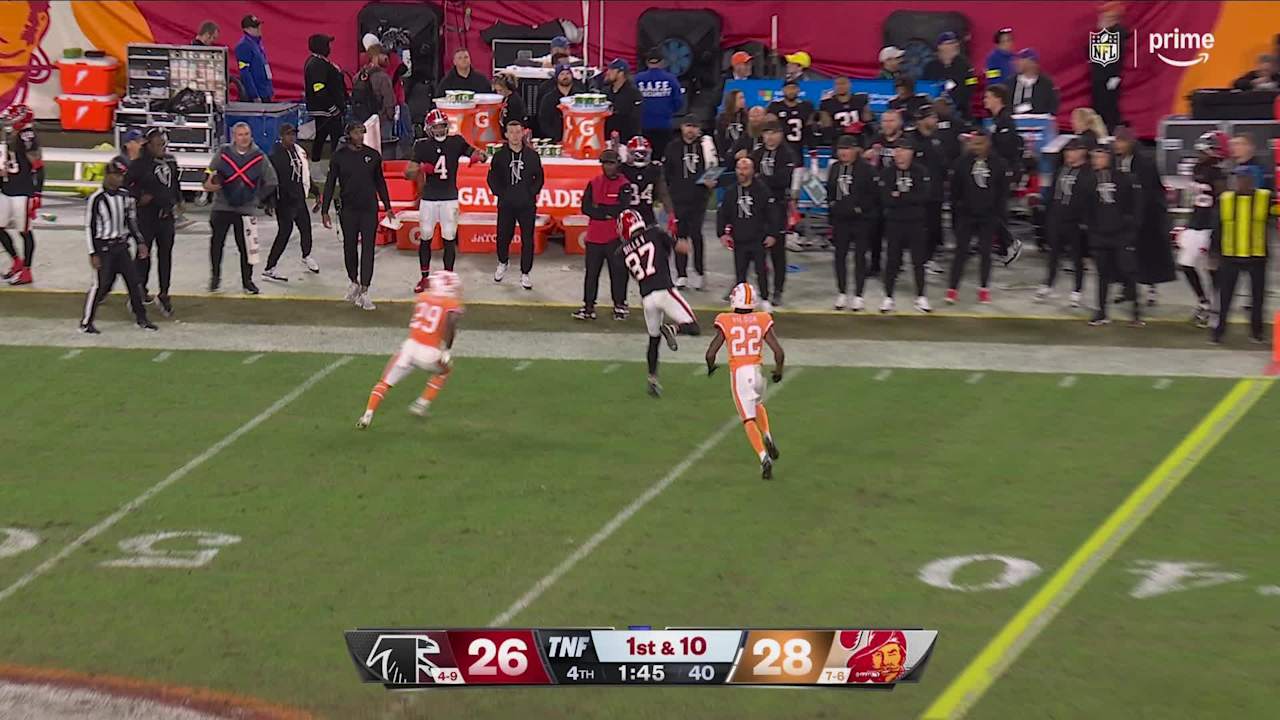 Atlanta Falcons wide receiver David Sills V hops up to snag 17-yard ...