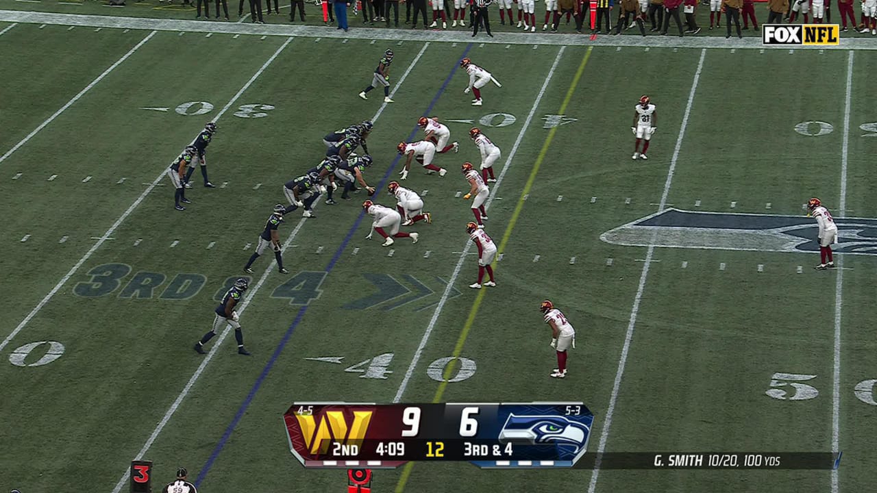 Commanders defenders collide trying to contain Seattle Seahawks ...