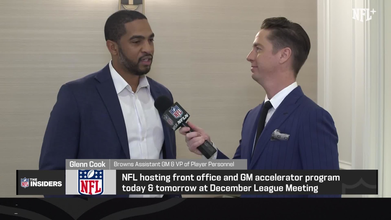 Cleveland Browns assistant general manager Glenn Cook talks to NFL Network insider Tom Pelissero ...