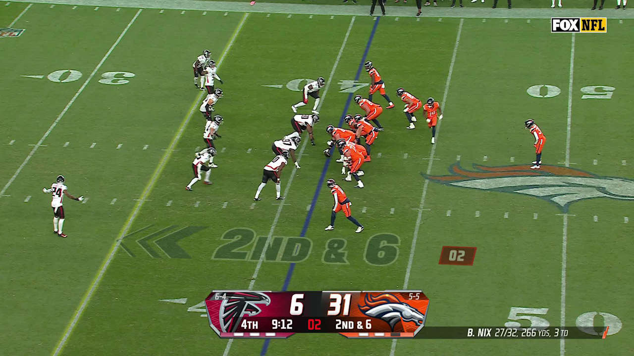 Denver Broncos' quarterback Bo Nix's 41-yard touchdown pass to wide ...