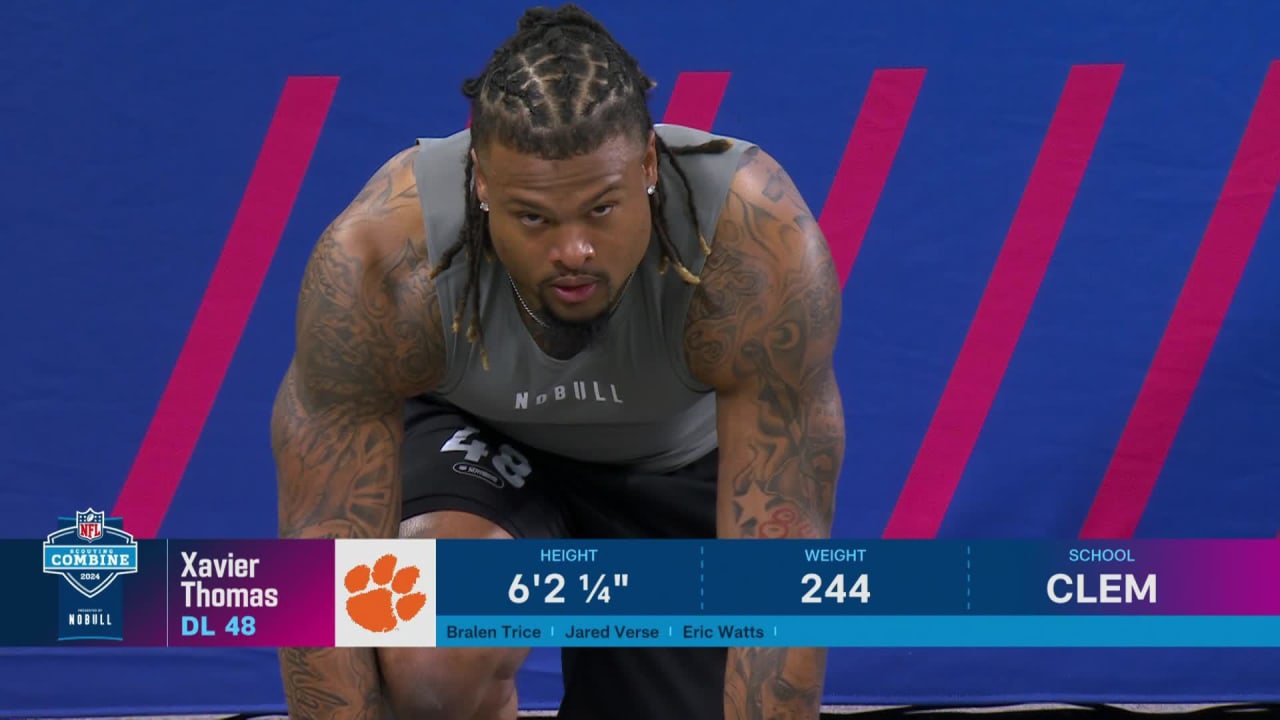 EDGE rusher Xavier Thomas runs official 4.62-second 40-yard dash at 2024 NFL Scouting Combine