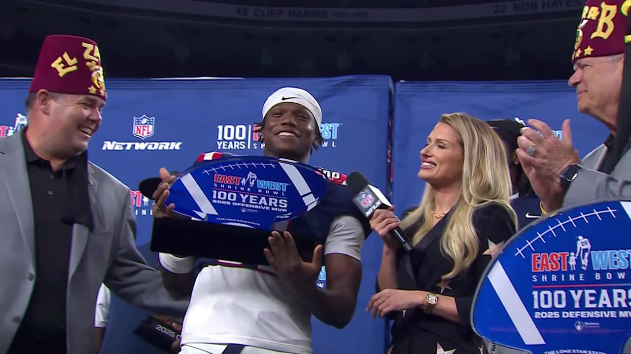 Arizona Wildcats running back Jacory Croskey-Merritt reacts to winning Offensive MVP at 2025 ...