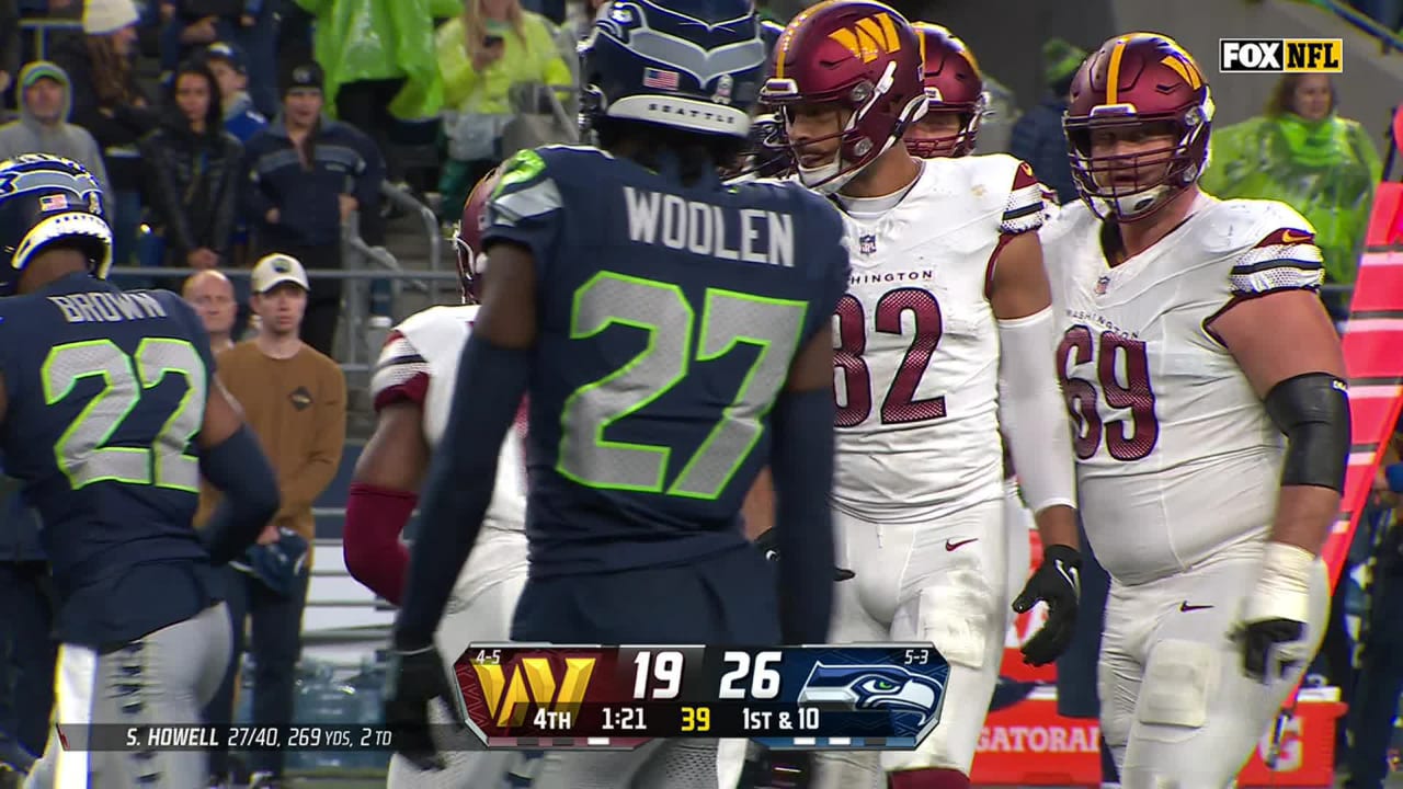 Washington Commanders quarterback Sam Howell's 8-yard pass connects ...