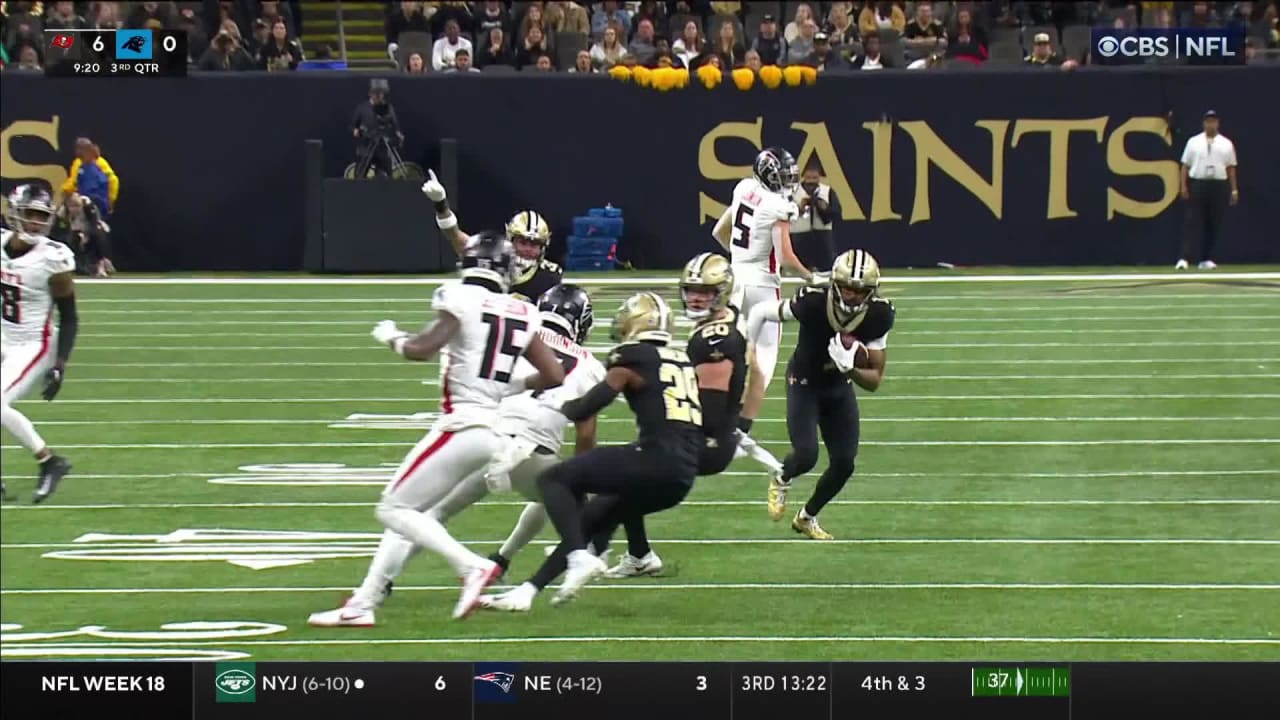 Atlanta Falcons quarterback Desmond Ridder throws pass directly to New ...