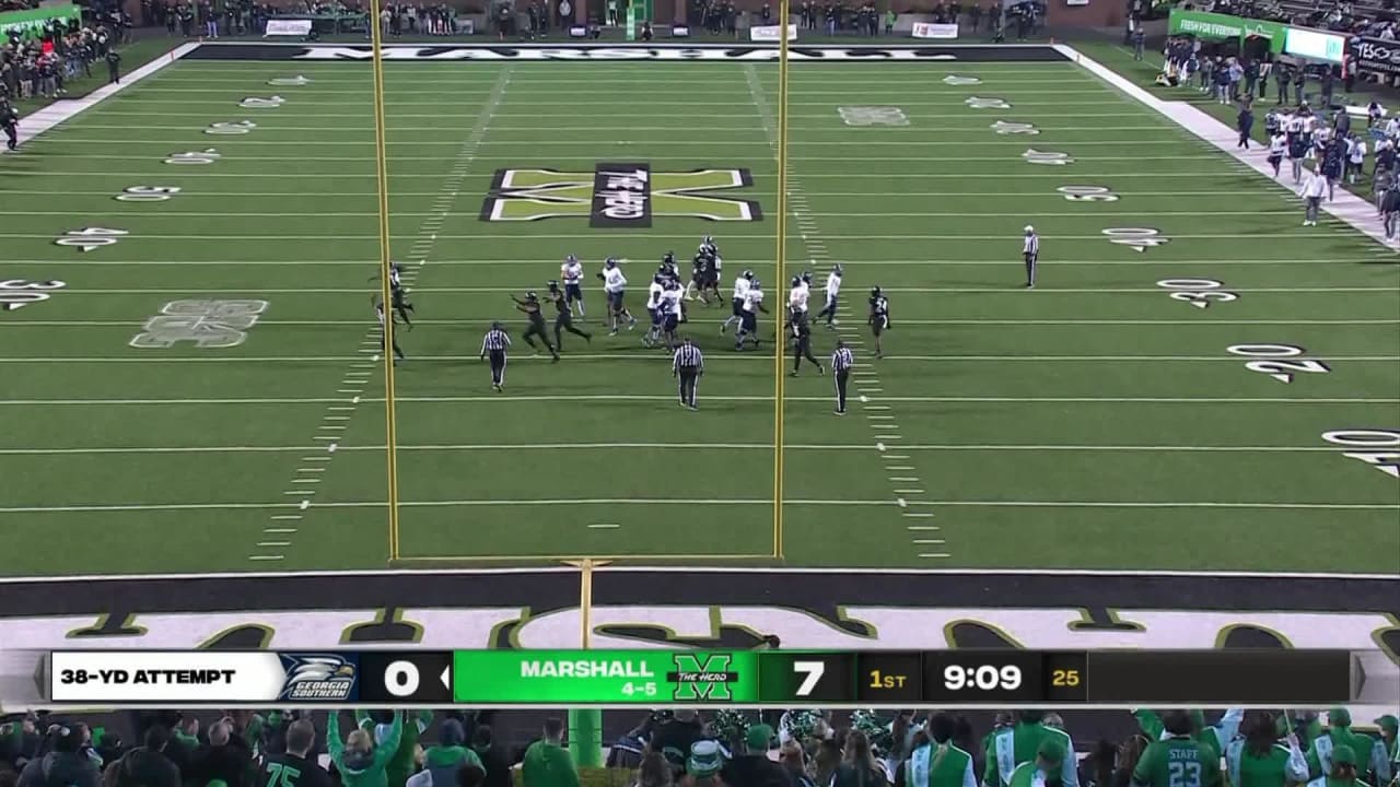Georgia Southern Eagles kicker Michael Lantz's 38-yard FG miss goes ...