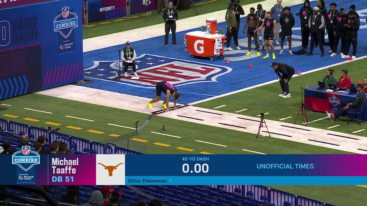 Safety Michael Taaffe runs official 4.50-second 40-yard dash at 2026 ...