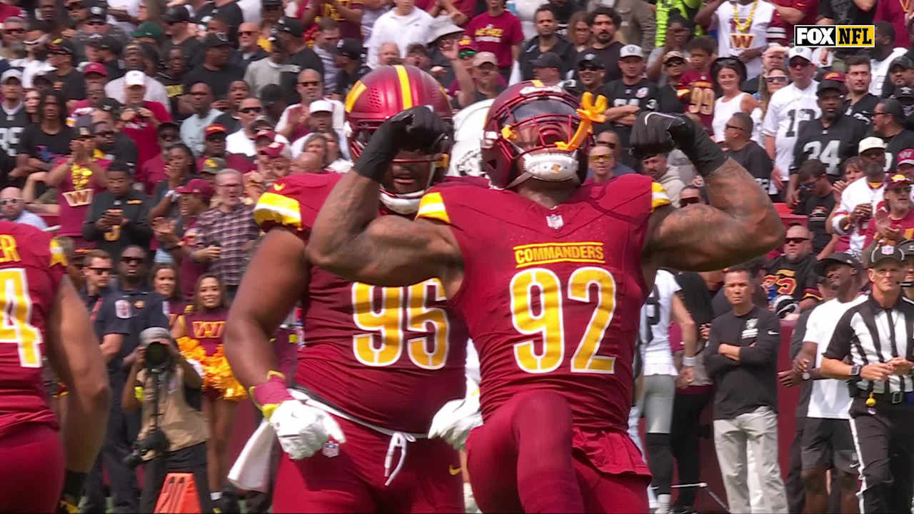 Washington Commanders defensive end Dorance Armstrong swallows up Las ...