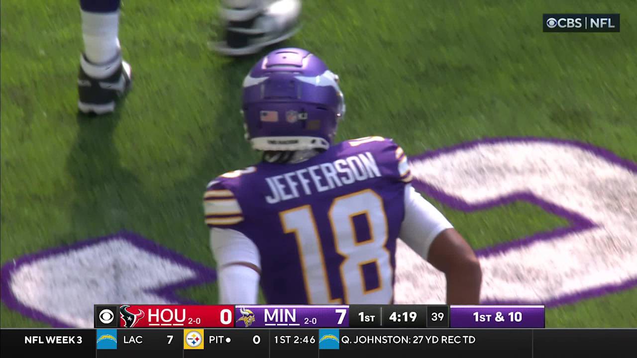 Minnesota Vikings quarterback Sam Darnold hits play action perfection to wide receiver Justin ...