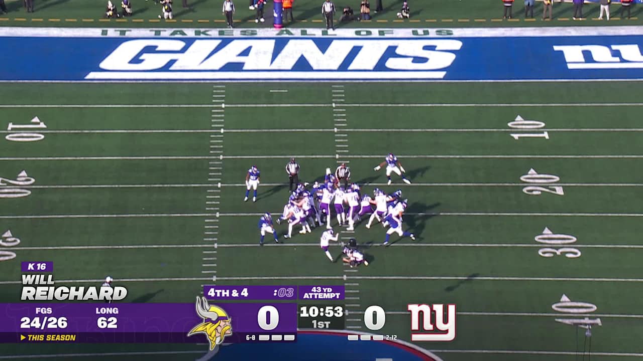 Minnesota Vikings kicker Will Reichard drills 43-yard field goal to ...