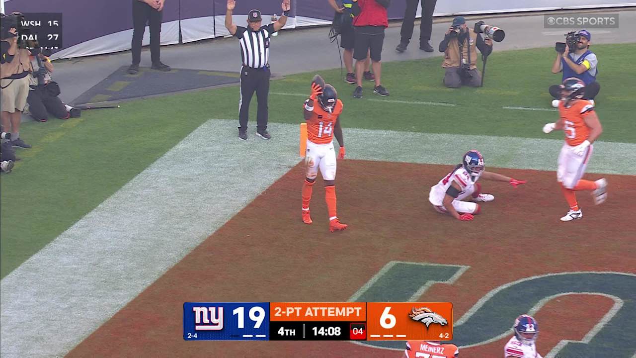 Denver Broncos quarterback Bo Nix connects with wide receiver Courtland ...