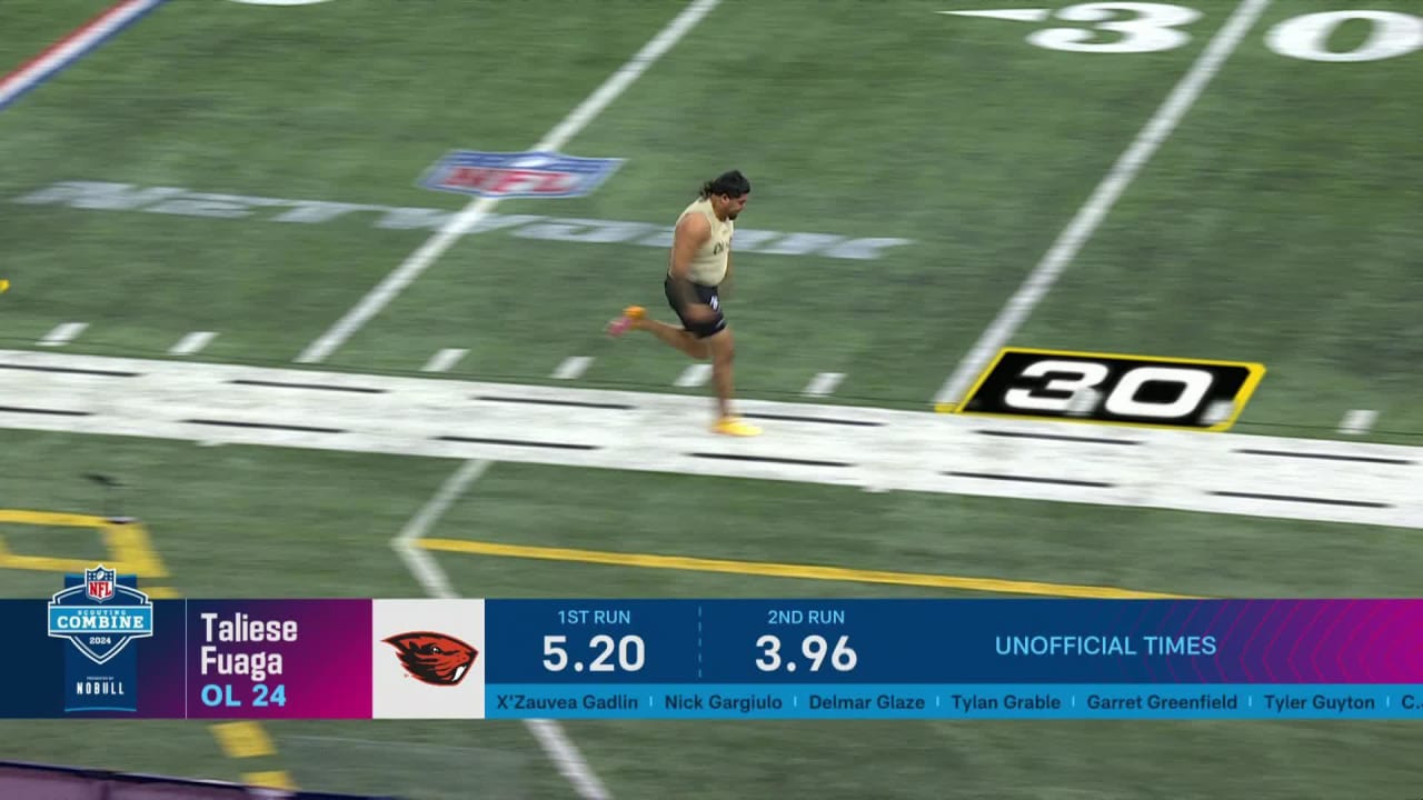 Offensive tackle Tylan Grable runs official 4.95-second 40-yard dash at ...