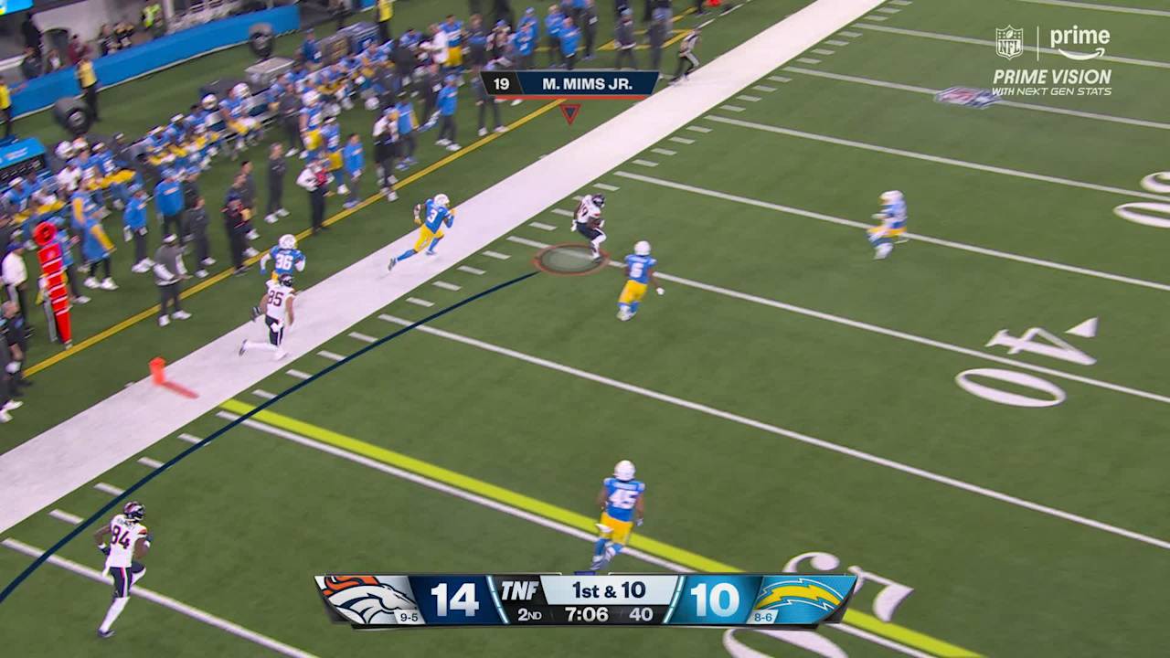 Denver Broncos wide receiver Marvin Mims Jr.'s 54-yard reception looks ...