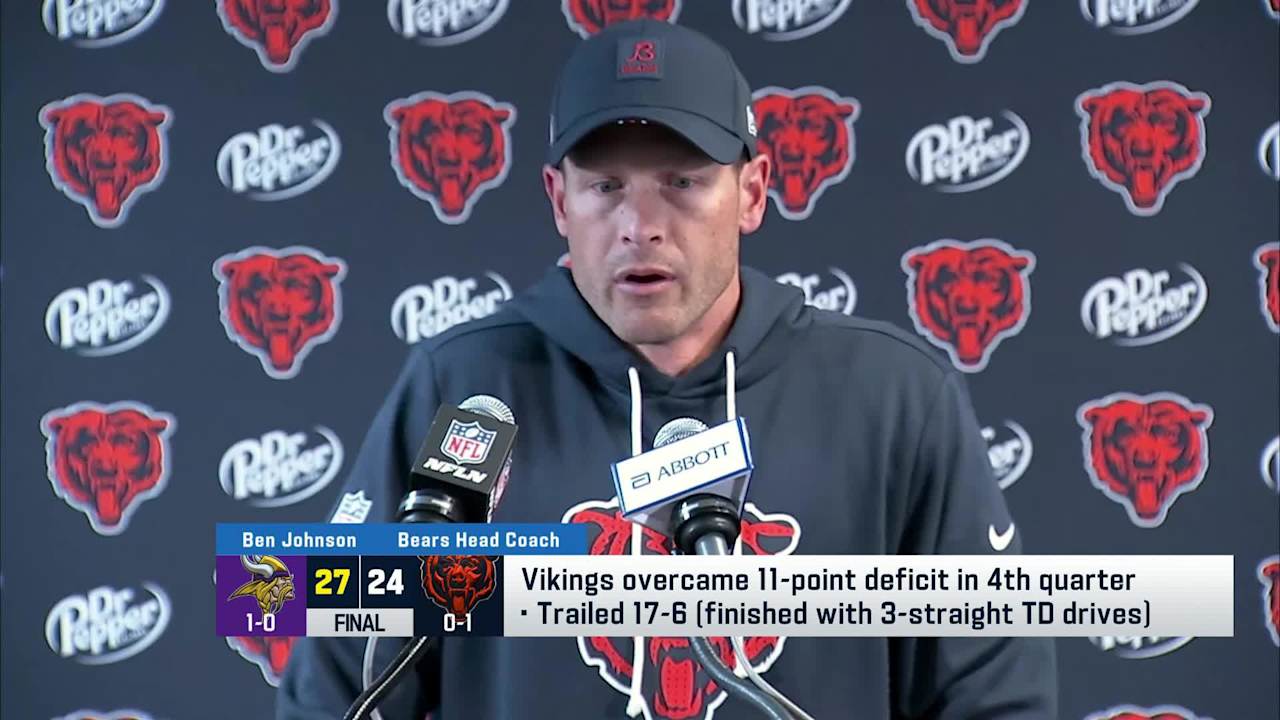 Chicago Bears' Ben Johnson talks blown lead in NFL debut as head coach.