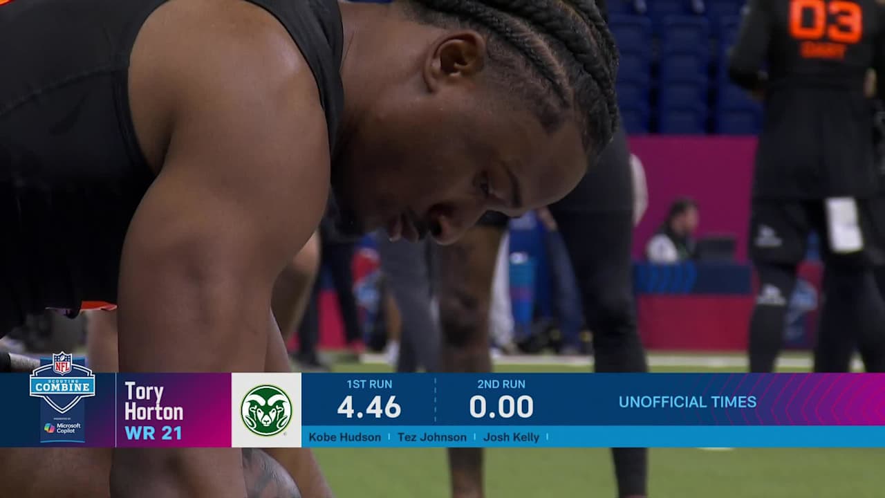 Wide receiver Tory Horton runs official 4.41-second 40-yard dash at ...