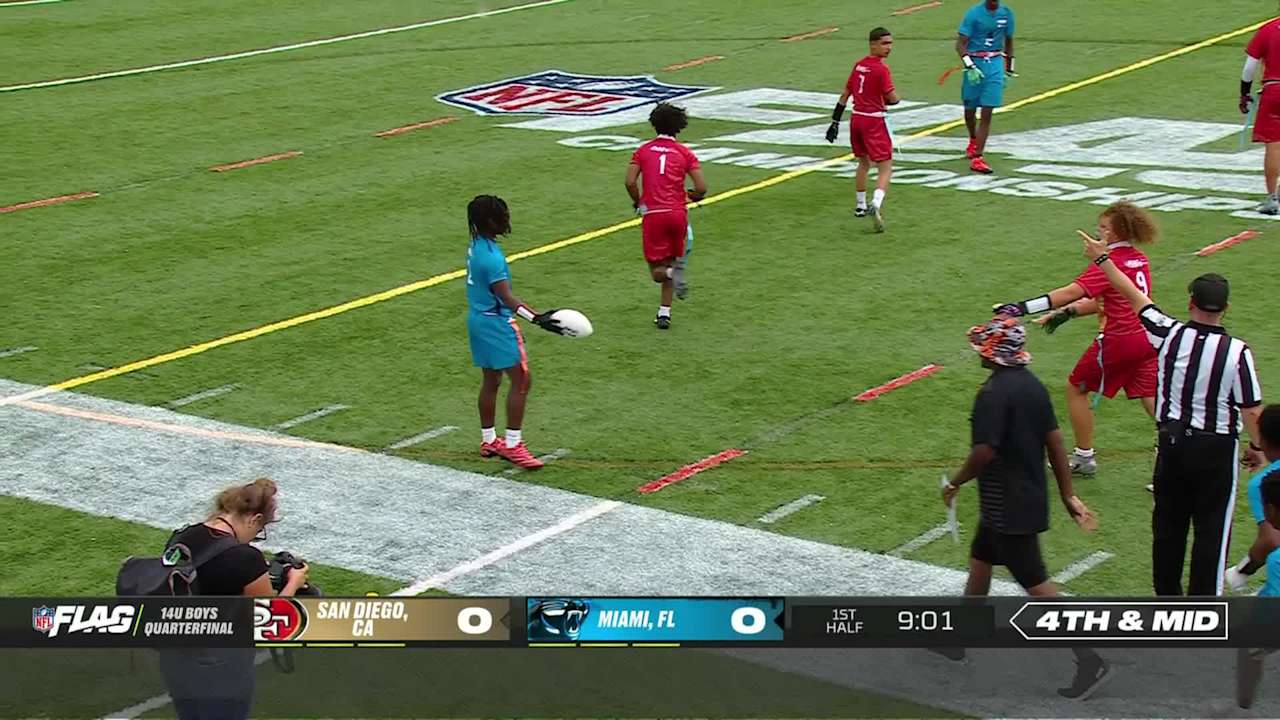 MIA FLAG 14U Panthers wide receiver Eric Mcdaniel reels in one-handed catch