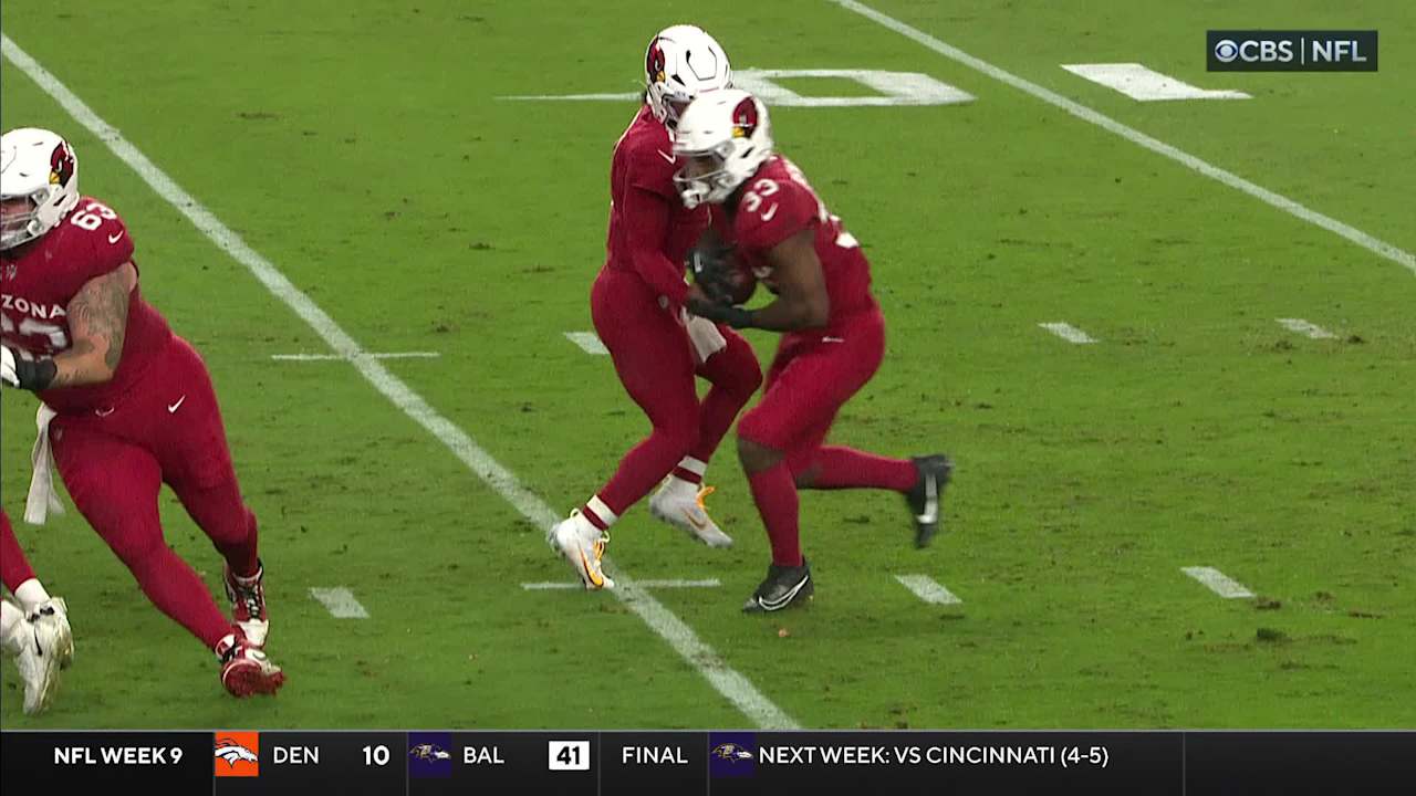 Arizona Cardinals running back Trey Benson rushes up middle for 1-yard ...