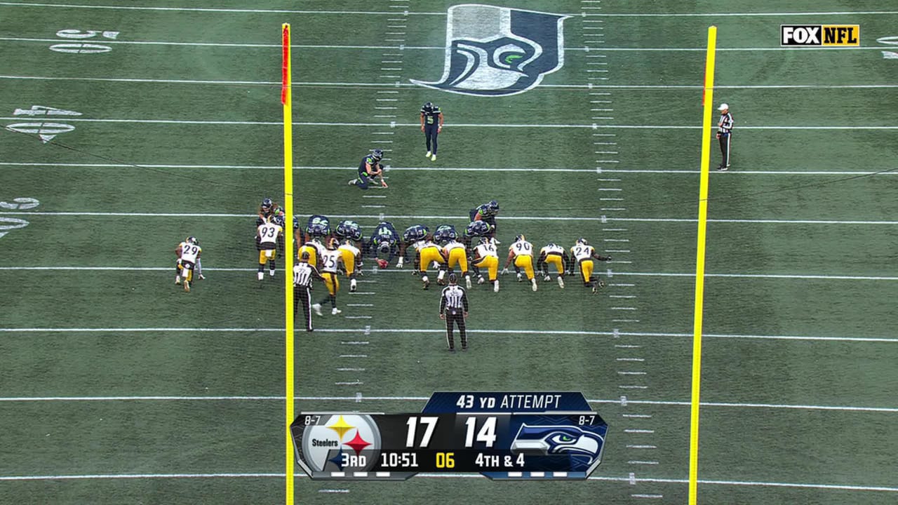 Seattle Seahawks kicker Jason Myers' 43-yard field goal splits the ...