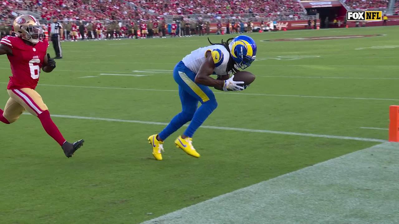 Los Angeles Rams quarterback Matthew Stafford's touchdown pass to toe ...