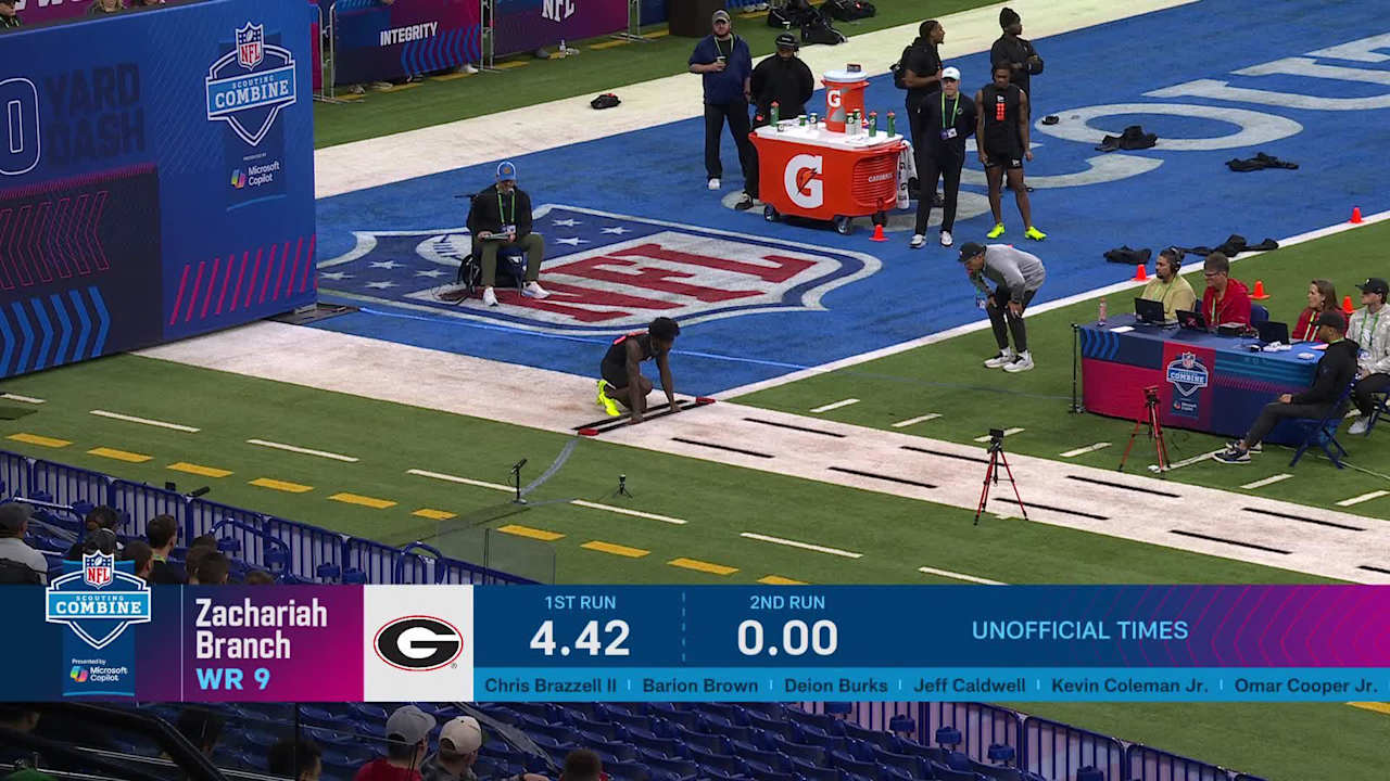 Wide receiver Zachariah Branch runs official 4.35-second 40-yard dash ...