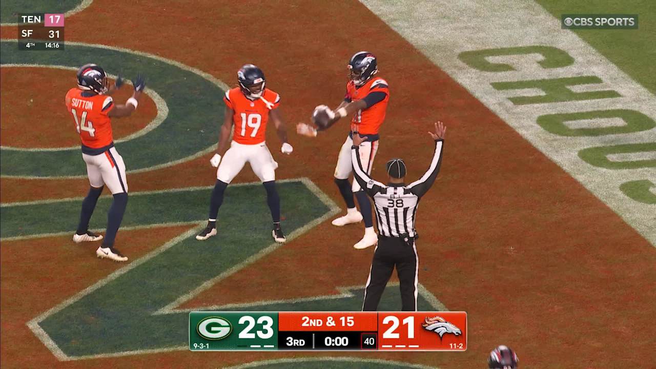 Denver Broncos quarterback Bo Nix's fourth touchdown pass of the game ...
