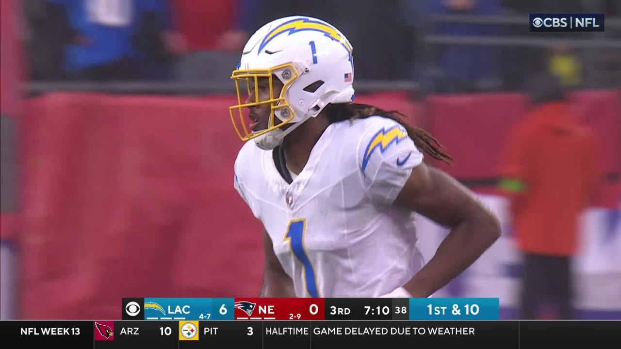 Los Angeles Charger's quarterback Justin Herbert's 27-yard pass connects with wide receiver ...