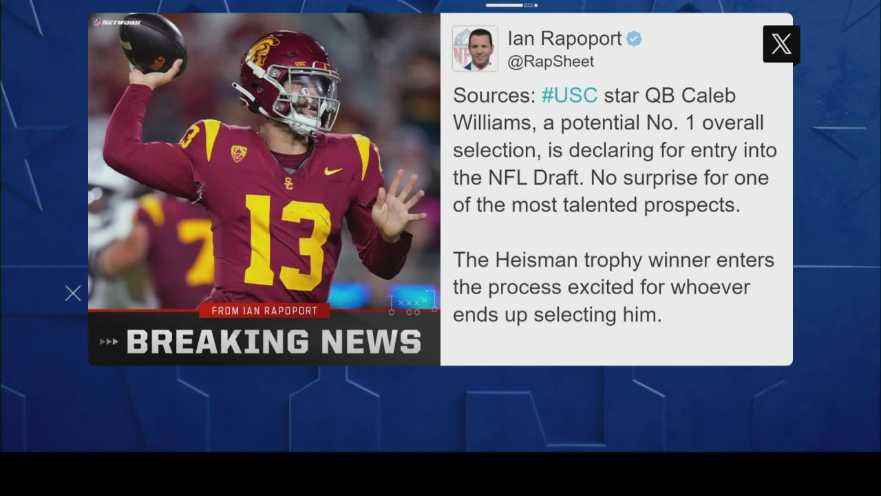 NFL Network Insider Ian Rapoport: Quarterback Caleb Williams declares for the 2024 NFL Draft