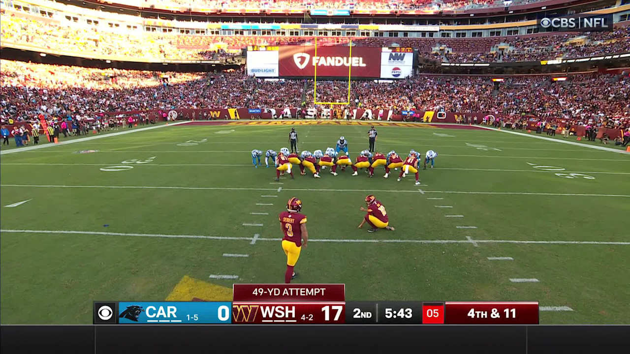 Washington Commanders kicker Austin Seibert's 49-yard field goal ...