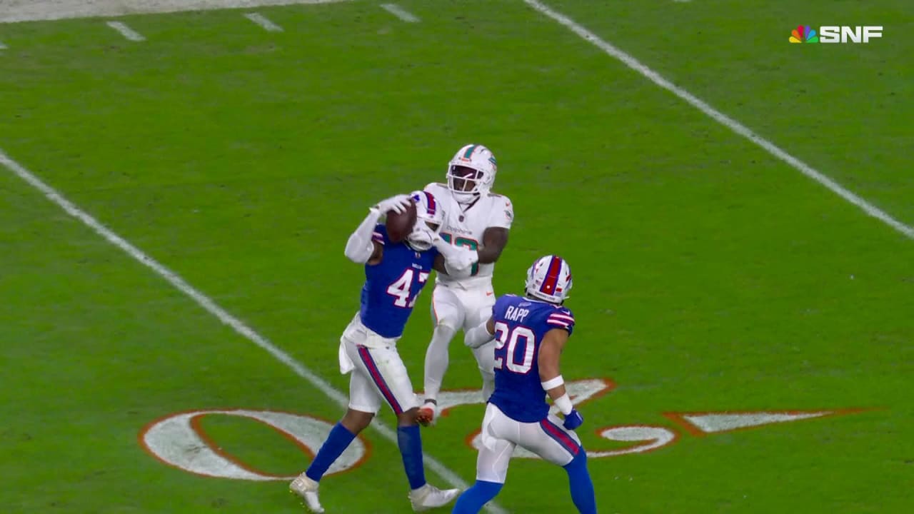 Buffalo Bills cornerback Christian Benford picks off Miami Dolphins ...